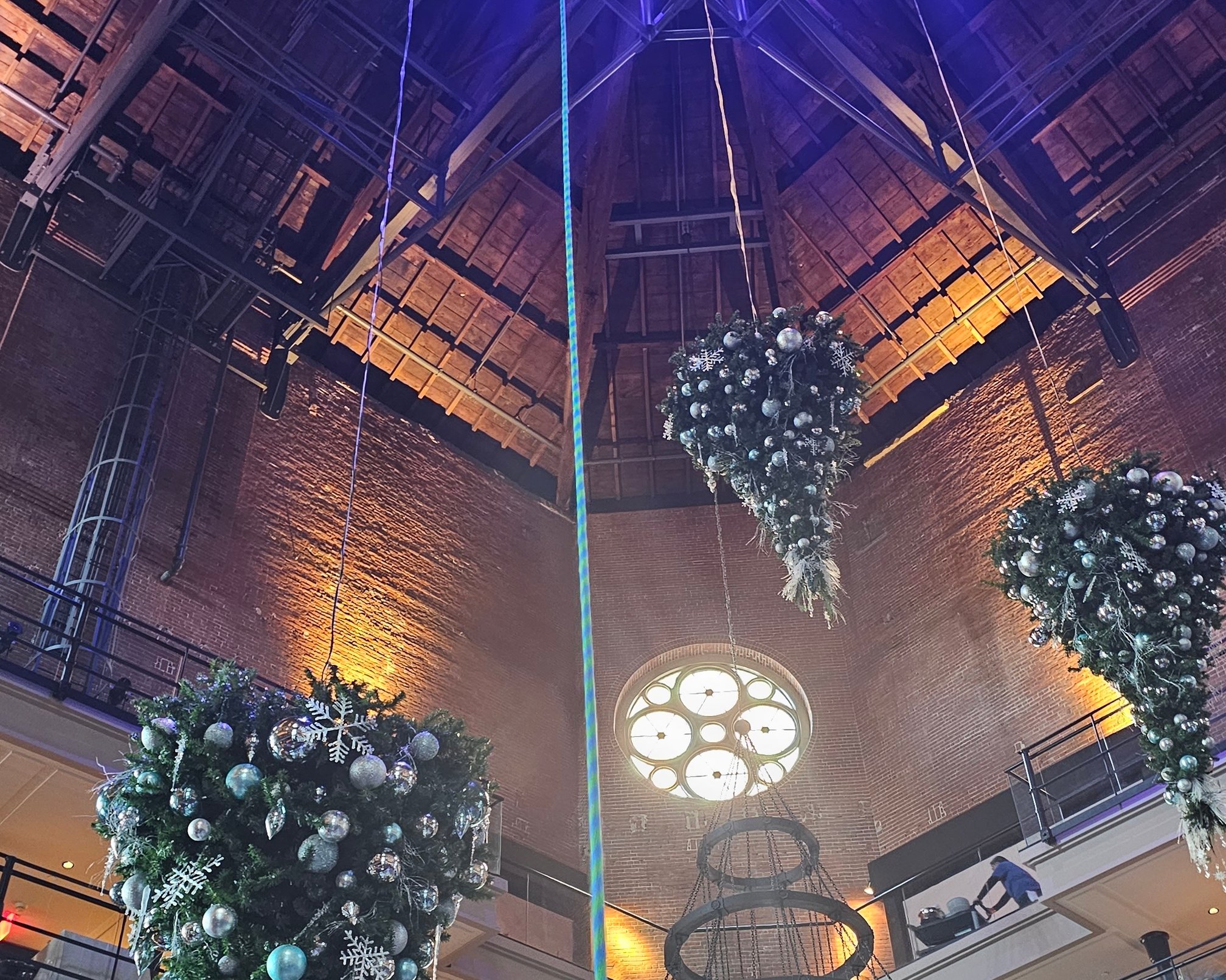 Rigging Upside Down Christmas Trees at The Liberty Hotel