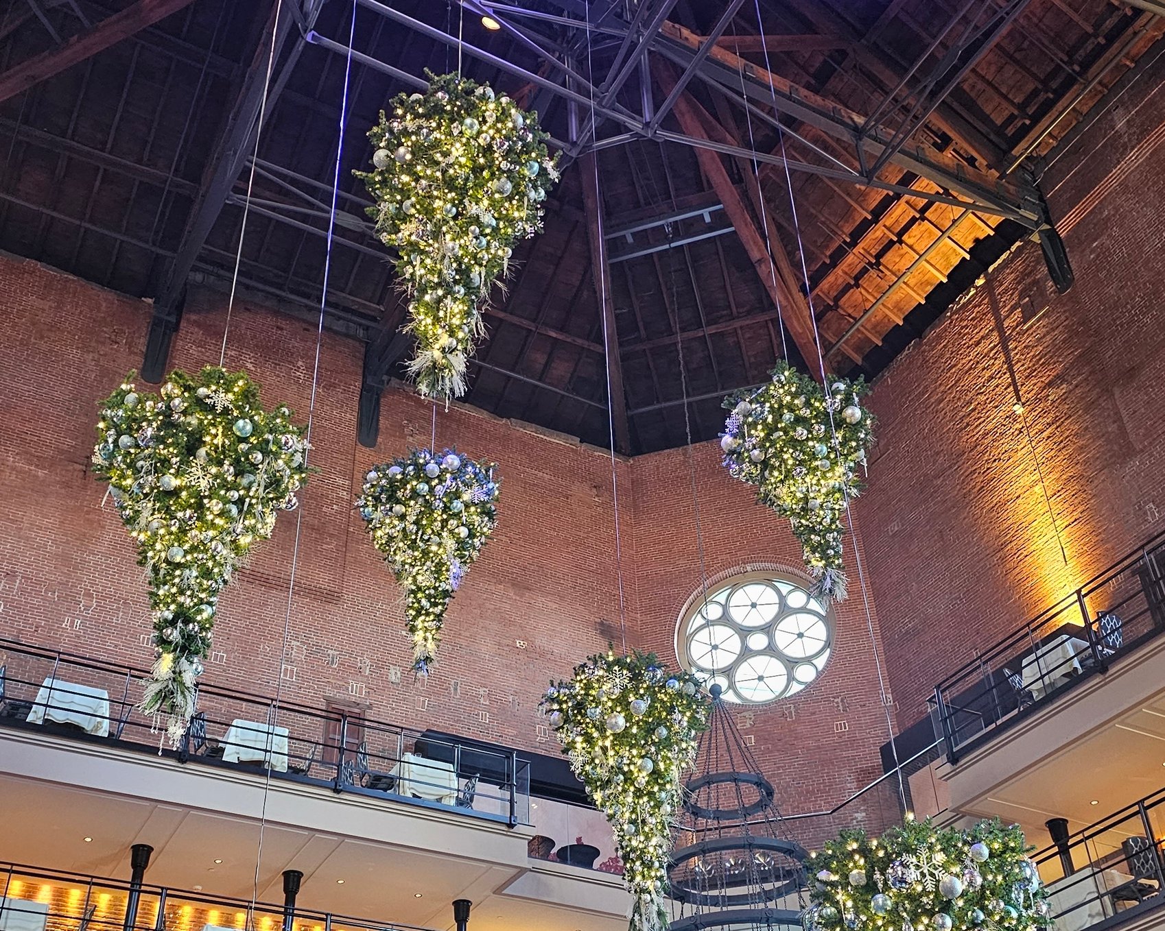 Rigging Upside Down Christmas Trees at The Liberty Hotel
