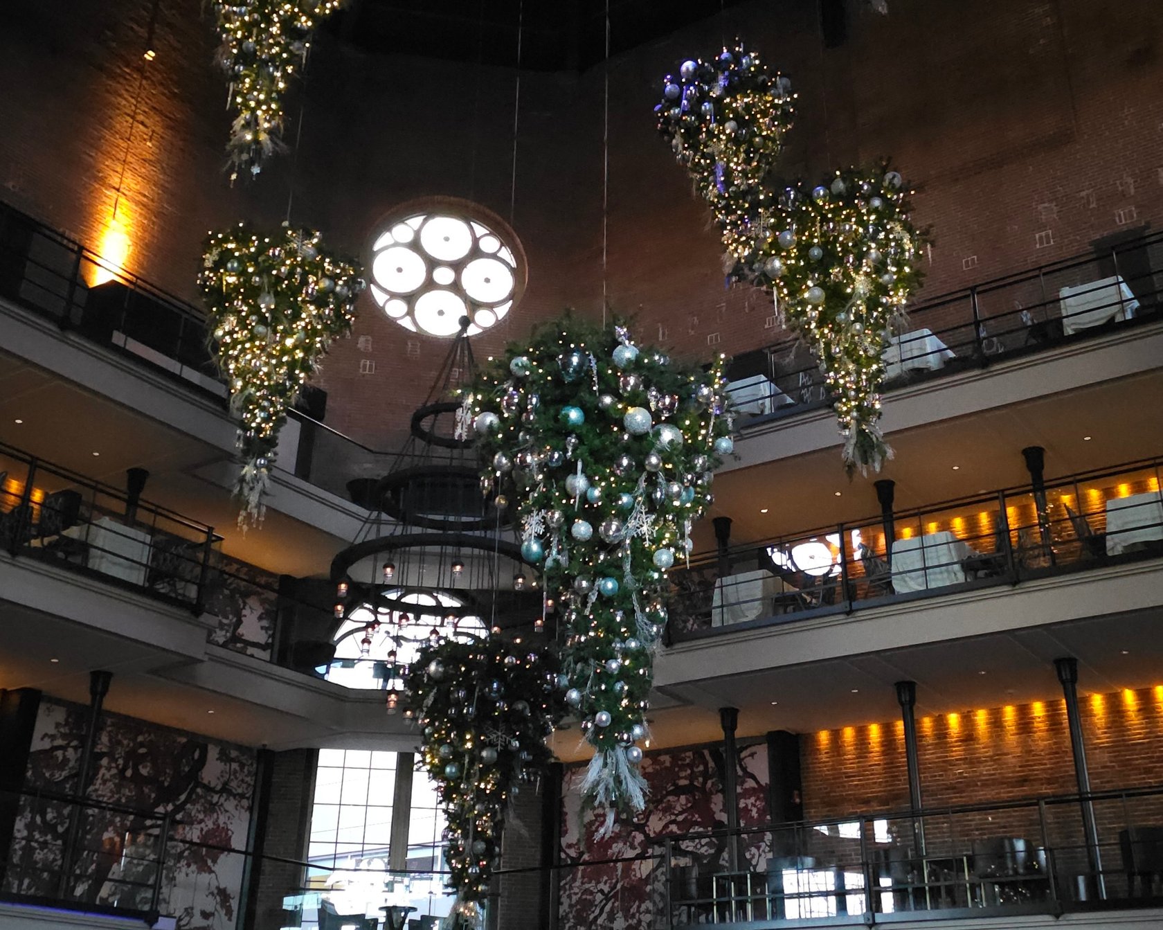 Rigging Upside Down Christmas Trees at The Liberty Hotel